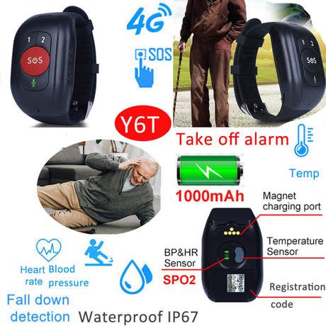 4G/LTE Body Temperature Elderly healthcare GPS Bracelet Tracker Y6T ...