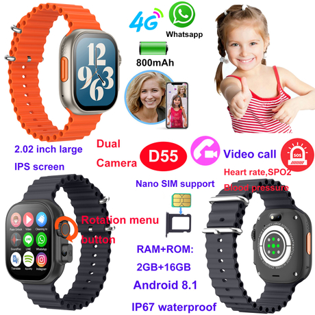 4G LTE Children GPS Watch tracker with hidden dual camera D55 - Buy GPS ...